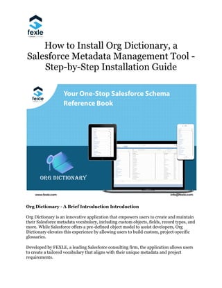 How to Install Org Dictionary, a Salesforce Schema Reference Book - Step by Step Installation ...