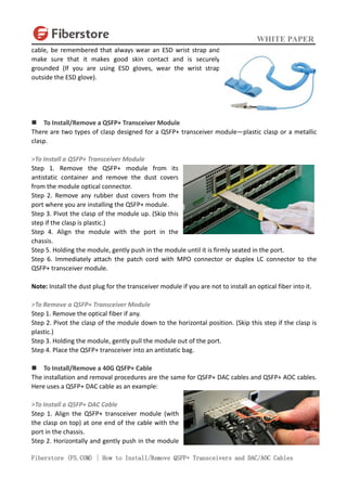 How to install remove qsfp+ transceivers and dacaoc cables | PDF