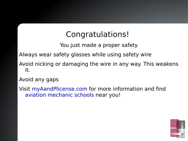 How to install safety wire presentation | ODP