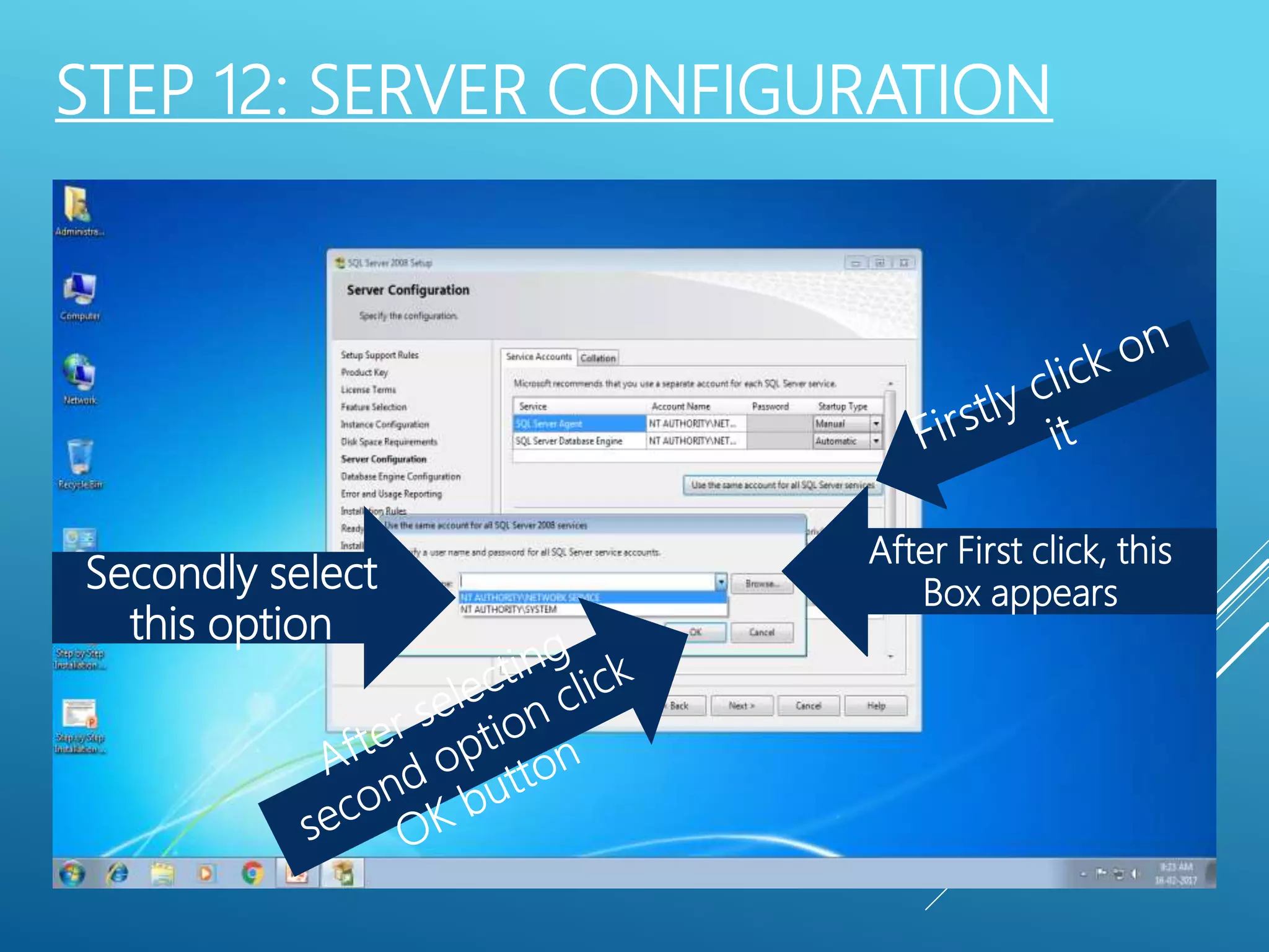 How to install sql server 2008 step by step on windows 7 (32 64 bit) | PPT
