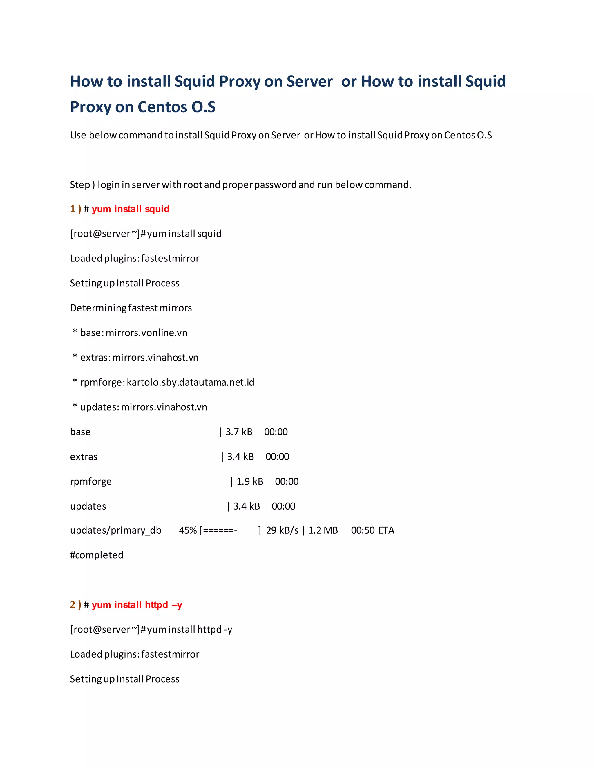 How to install squid proxy on server or how to install squid proxy on centos o | PDF