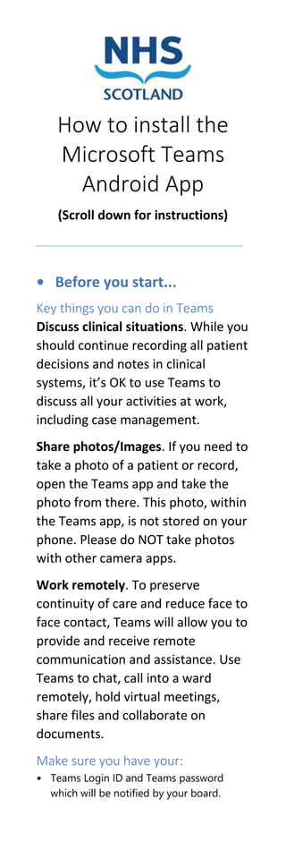 How to install Microsoft Teams Android app | PDF