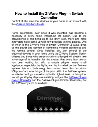 How to install the zwave plugin switch controller | PDF | Home ...