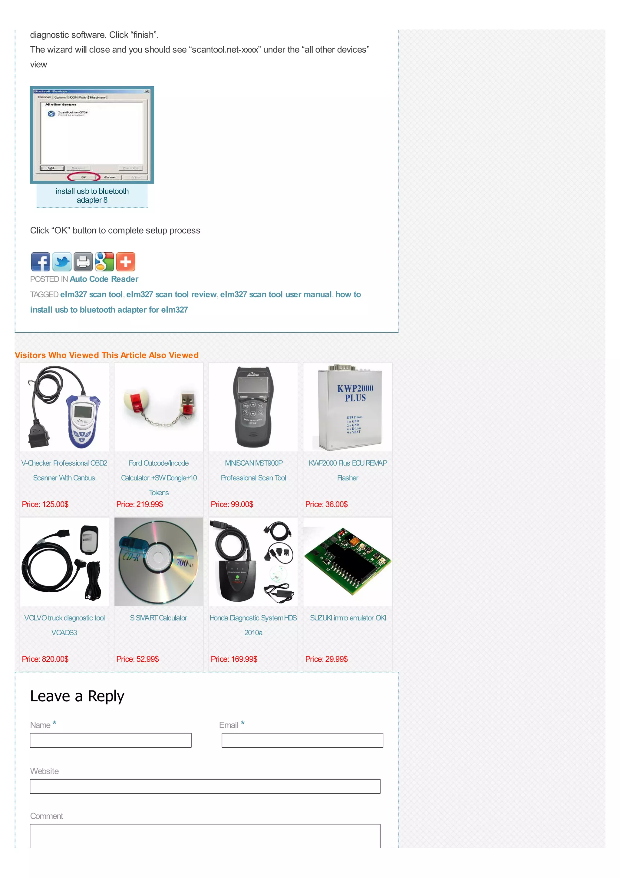 How to install usb to bluetooth adapter for elm327 | PDF