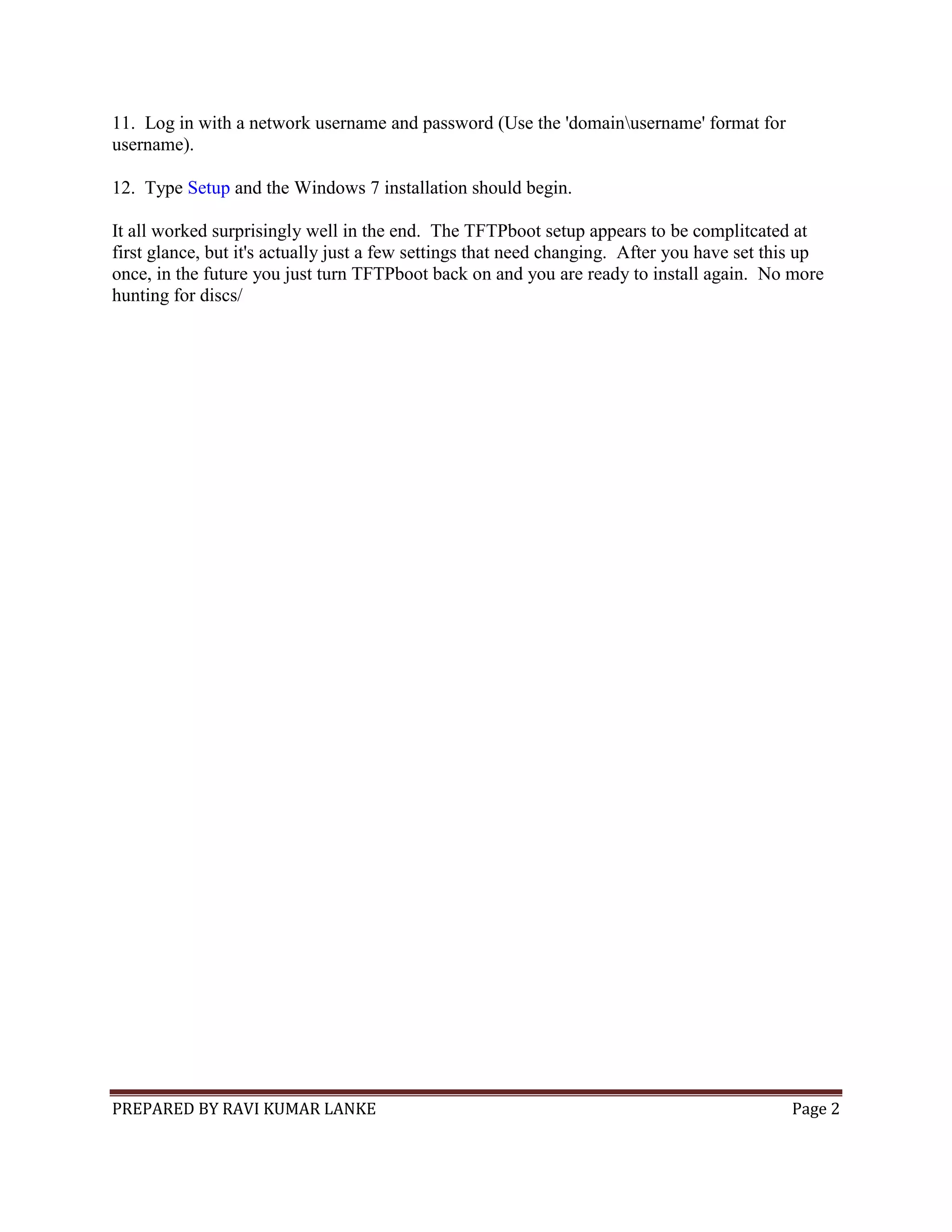 How To Install Windows 7 Over The Network Using Pxe Booting And Tftp Pdf
