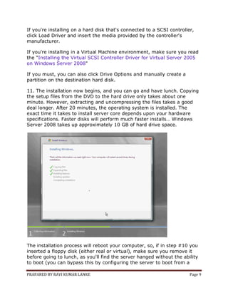 How to install windows server 2008 | PDF | Operating Systems | Computer Software and Applications