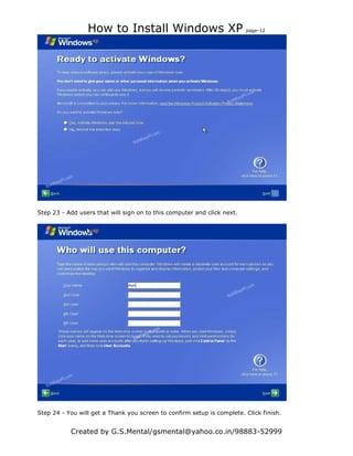How to install windows xp | PDF