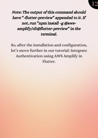 How to integrate authentication using aws amplify in flutter complete guide | PDF