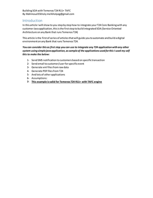 How to integrate java application with temenos t24 | DOCX