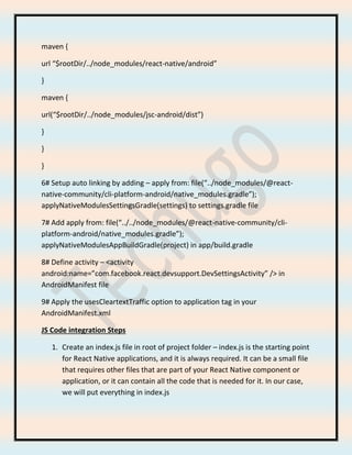 How To Integrate Native Android App With React Native. | PDF