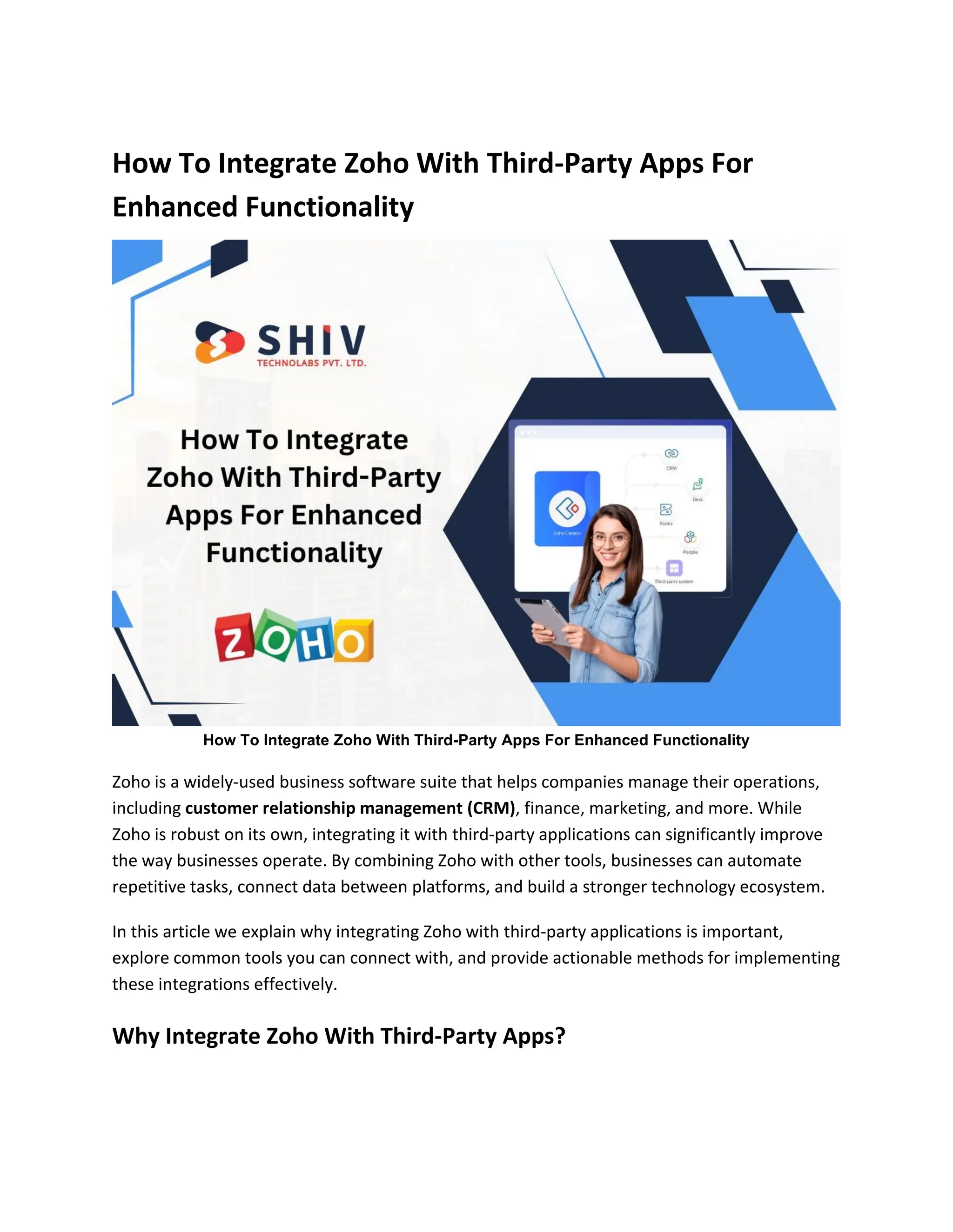 Step-by-Step Guide to Zoho App Integrations | PDF