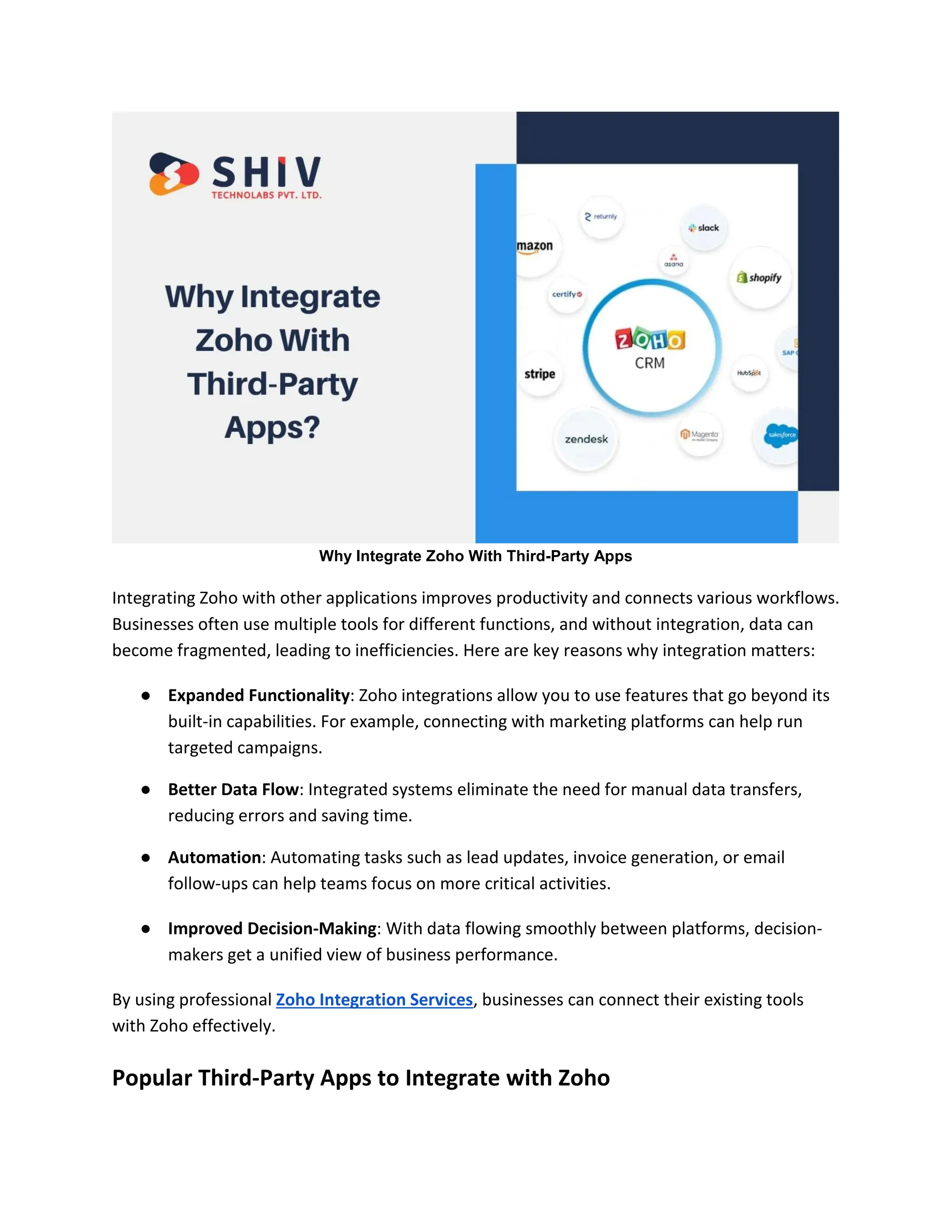 Step-by-Step Guide to Zoho App Integrations | PDF