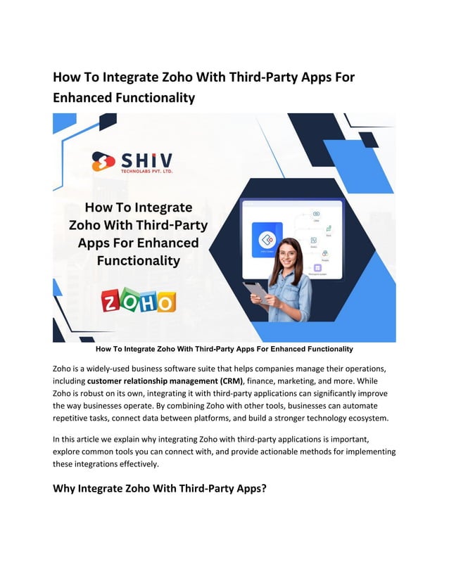 Step-by-Step Guide to Zoho App Integrations | PDF
