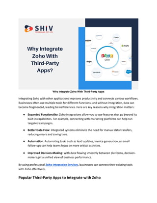 Step-by-Step Guide to Zoho App Integrations | PDF
