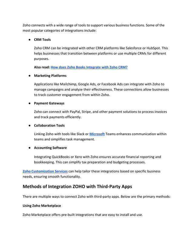 Step-by-Step Guide to Zoho App Integrations | PDF