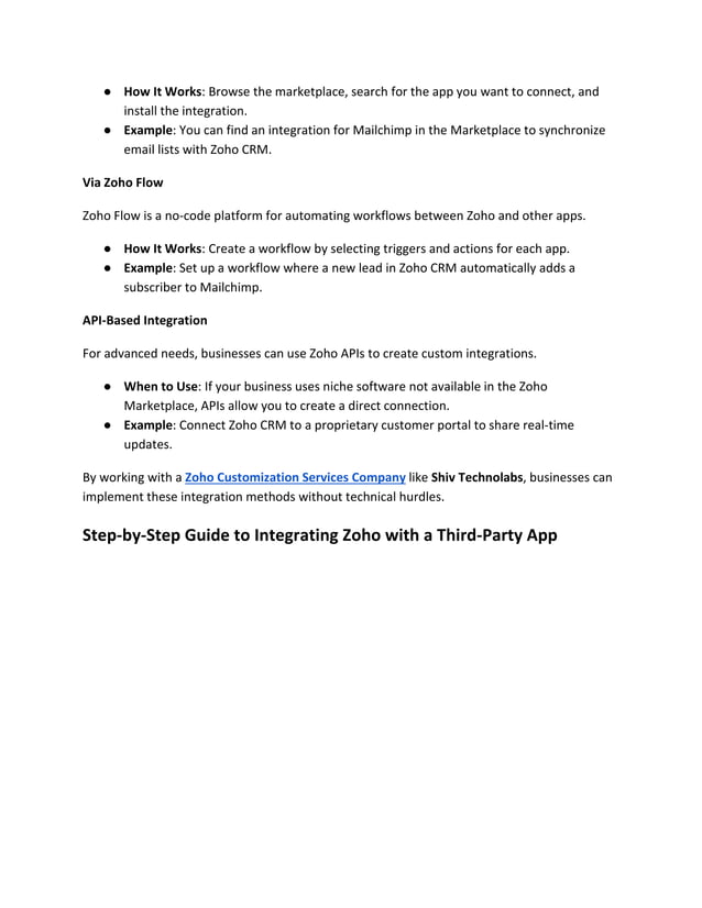 Step-by-Step Guide to Zoho App Integrations | PDF