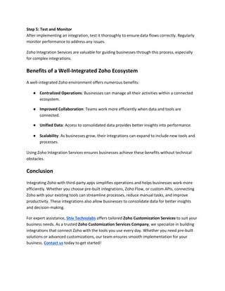 Step-by-Step Guide to Zoho App Integrations | PDF