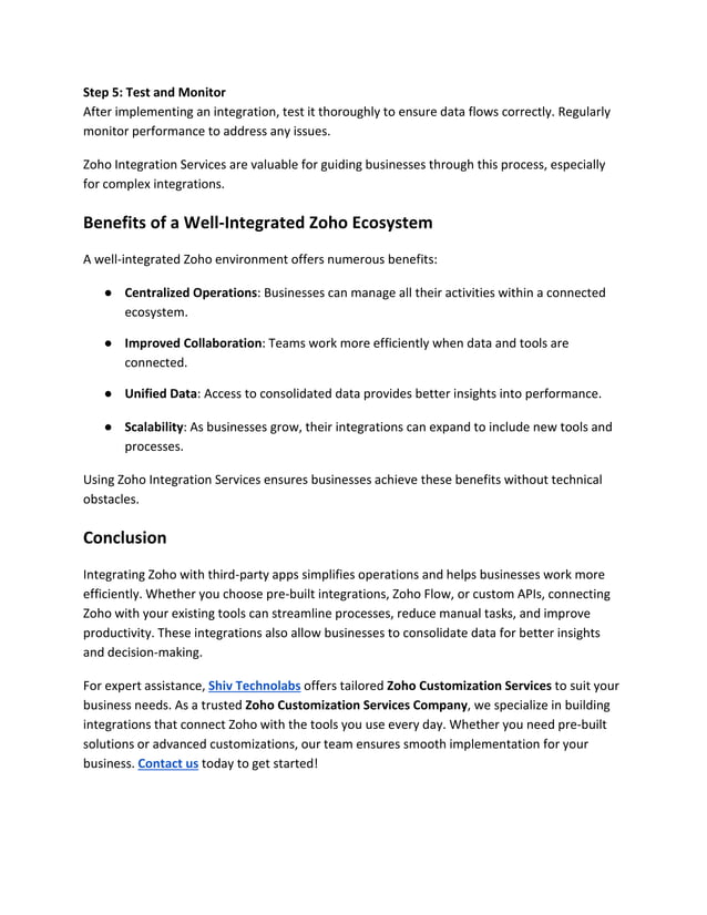 Step-by-Step Guide to Zoho App Integrations | PDF