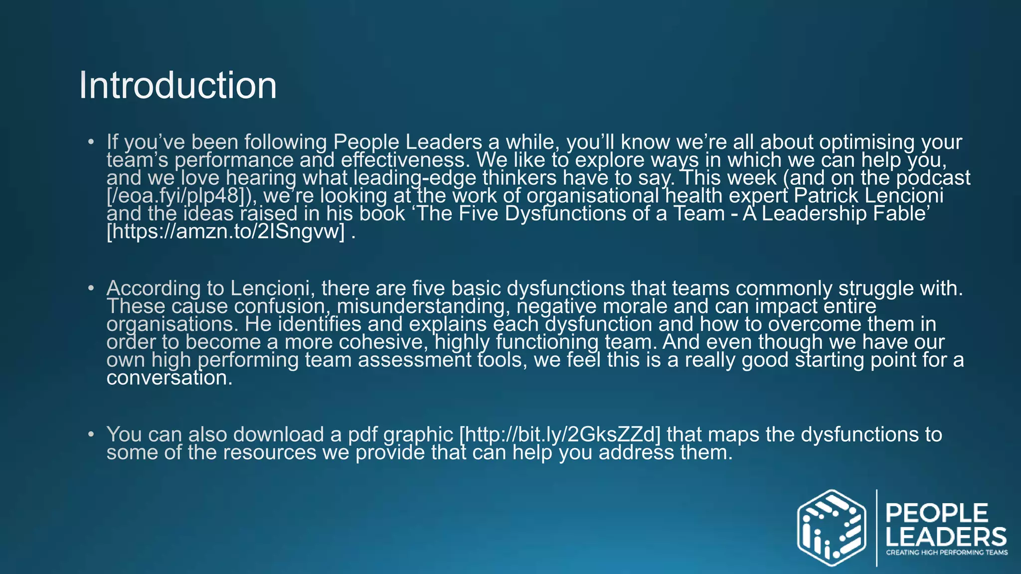 How to Interpret Lencioni’s 5 Dysfunctions of a Team | PPTX