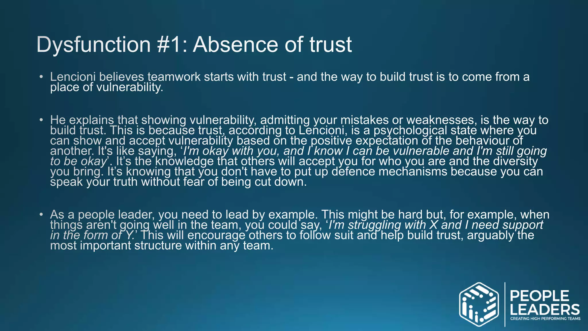 How to Interpret Lencioni’s 5 Dysfunctions of a Team | PPT