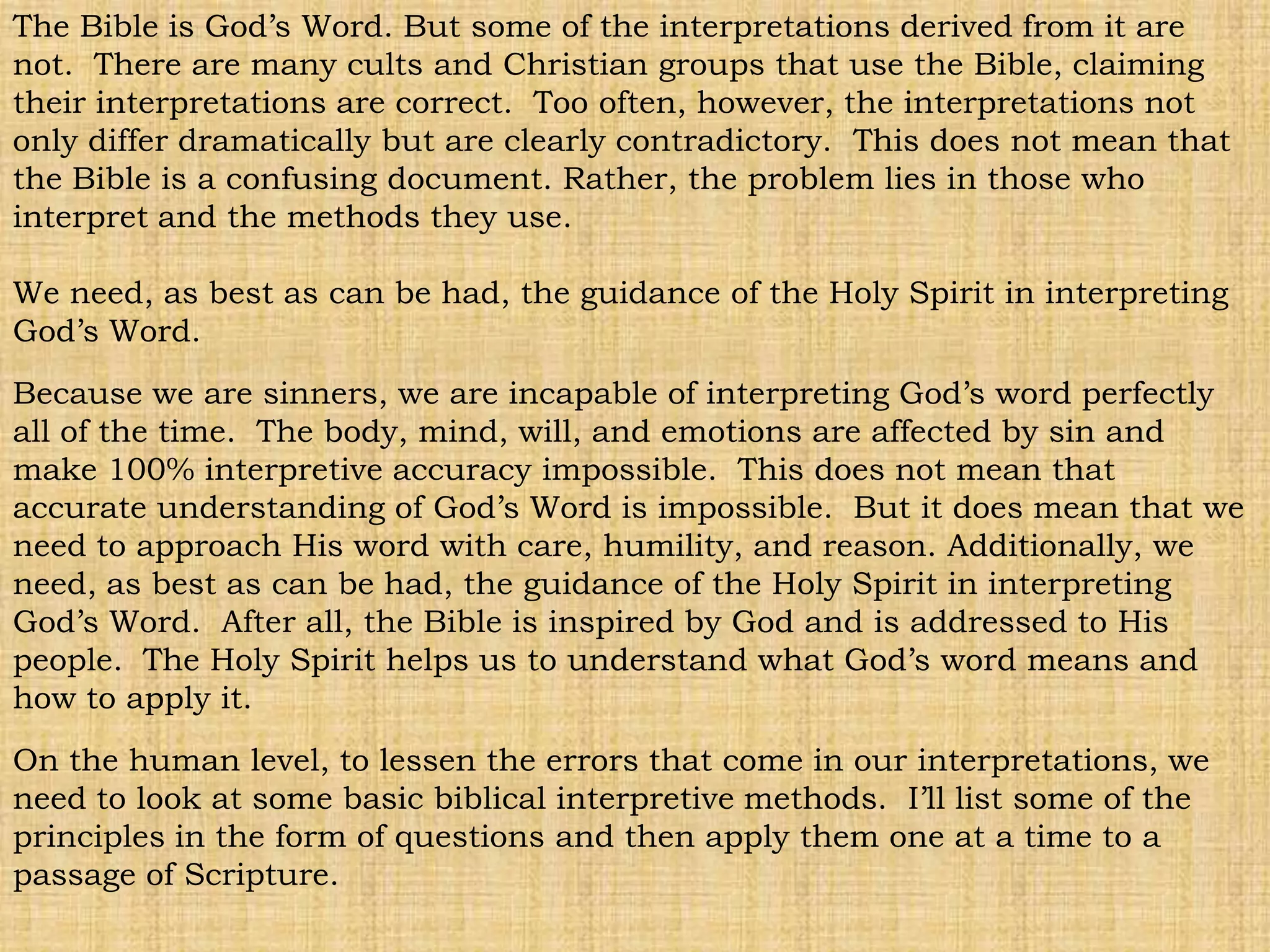 HOW TO INTERPRET THE BIBLE | PPTX