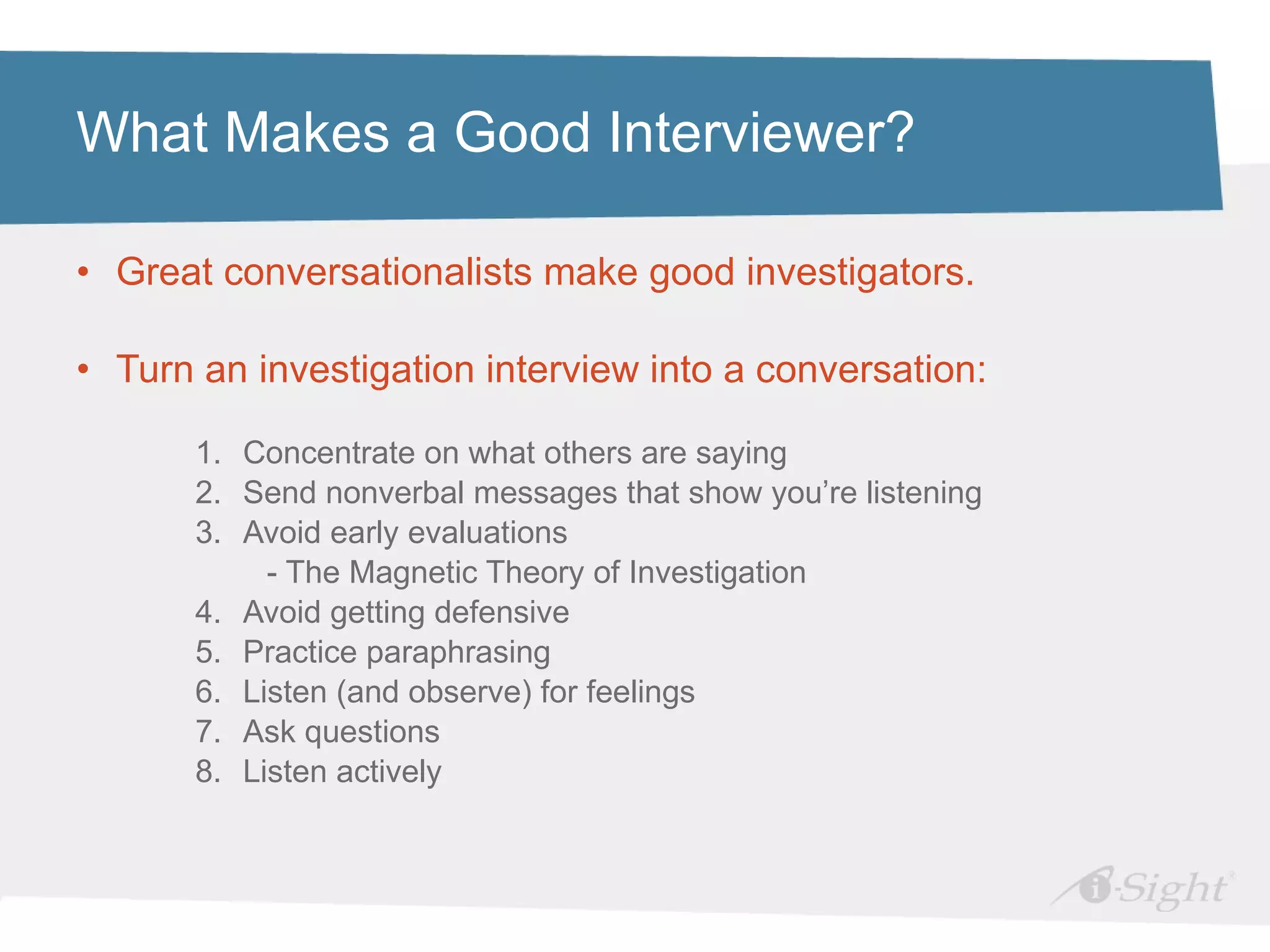 Workplace Investigations: Interviewing Like a Pro | PPT