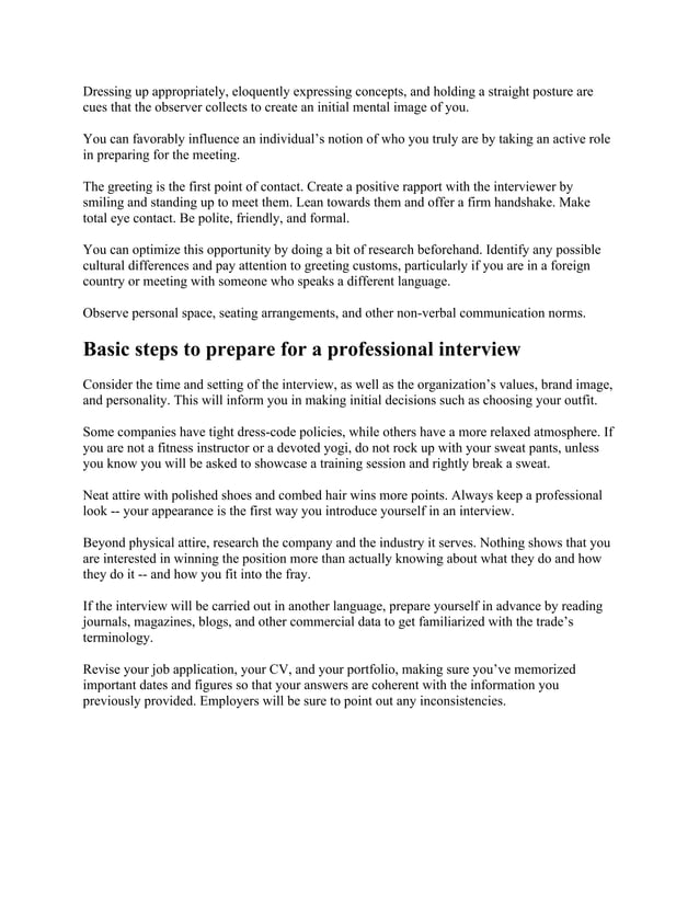 How to introduce yourself in an interview | PDF