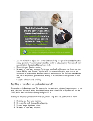 How to introduce yourself in an interview | PDF