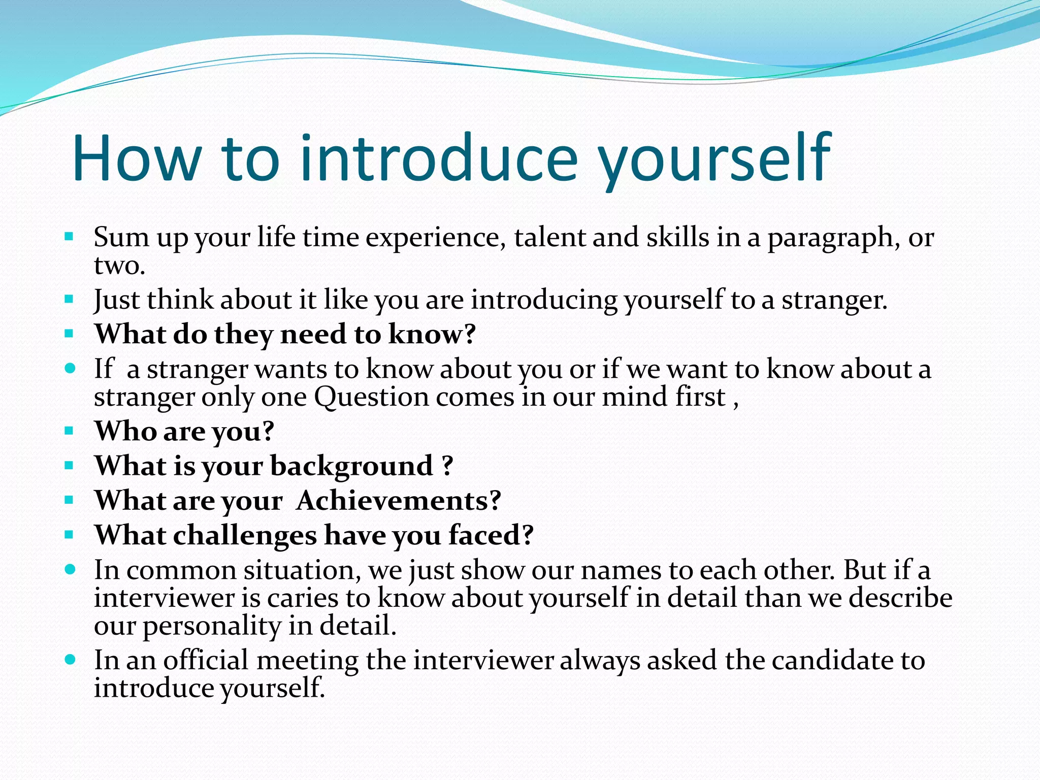 How to introduce youself | PPTX
