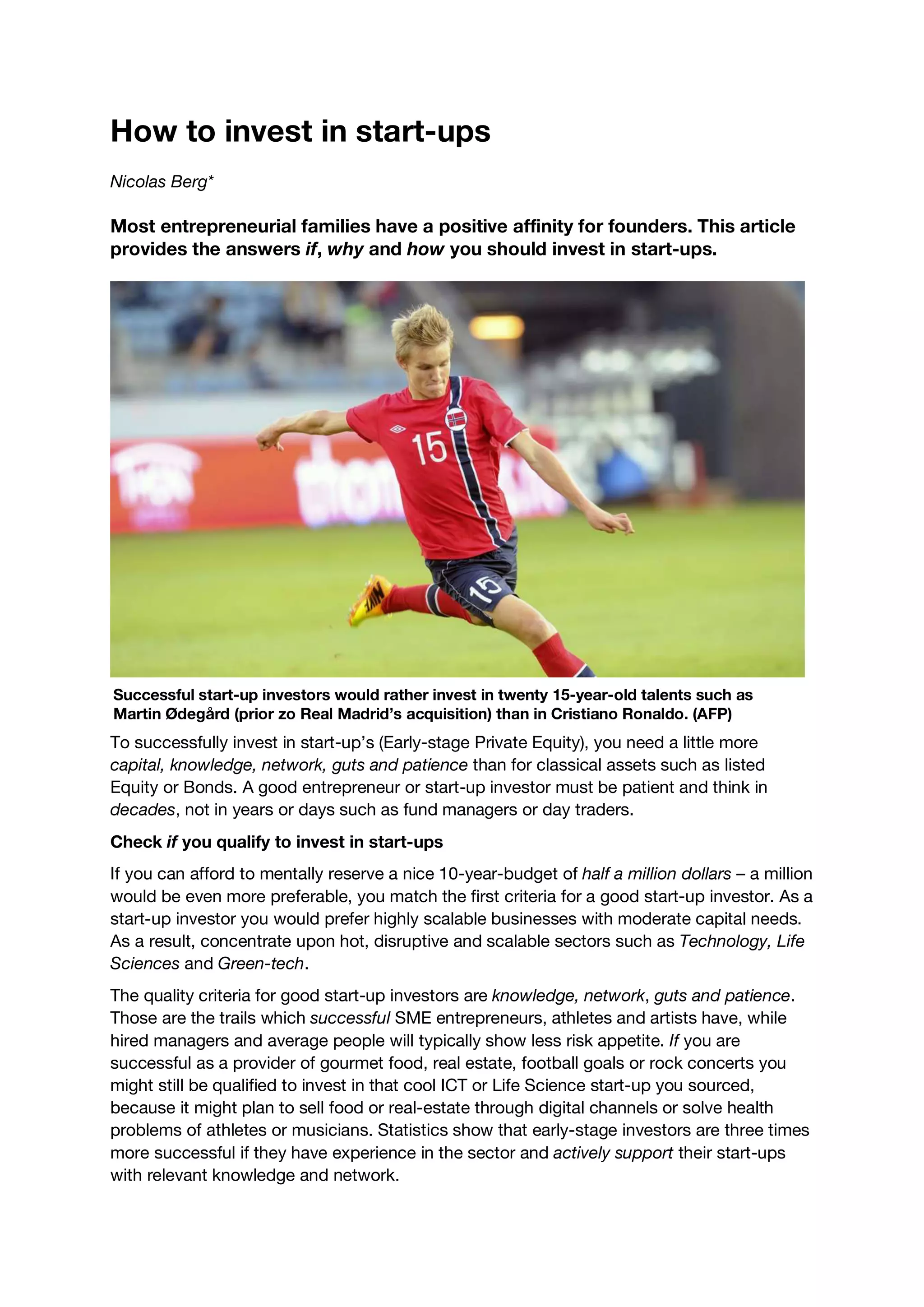 How to invest in start ups 123 | PDF