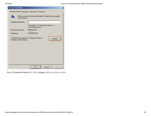How To Join Clients To Windows Server 2008 To Active Directory Domain Ppt