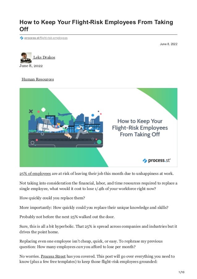 How to Keep Your Flight-Risk Employees From Taking Off.pdf | Resume ...