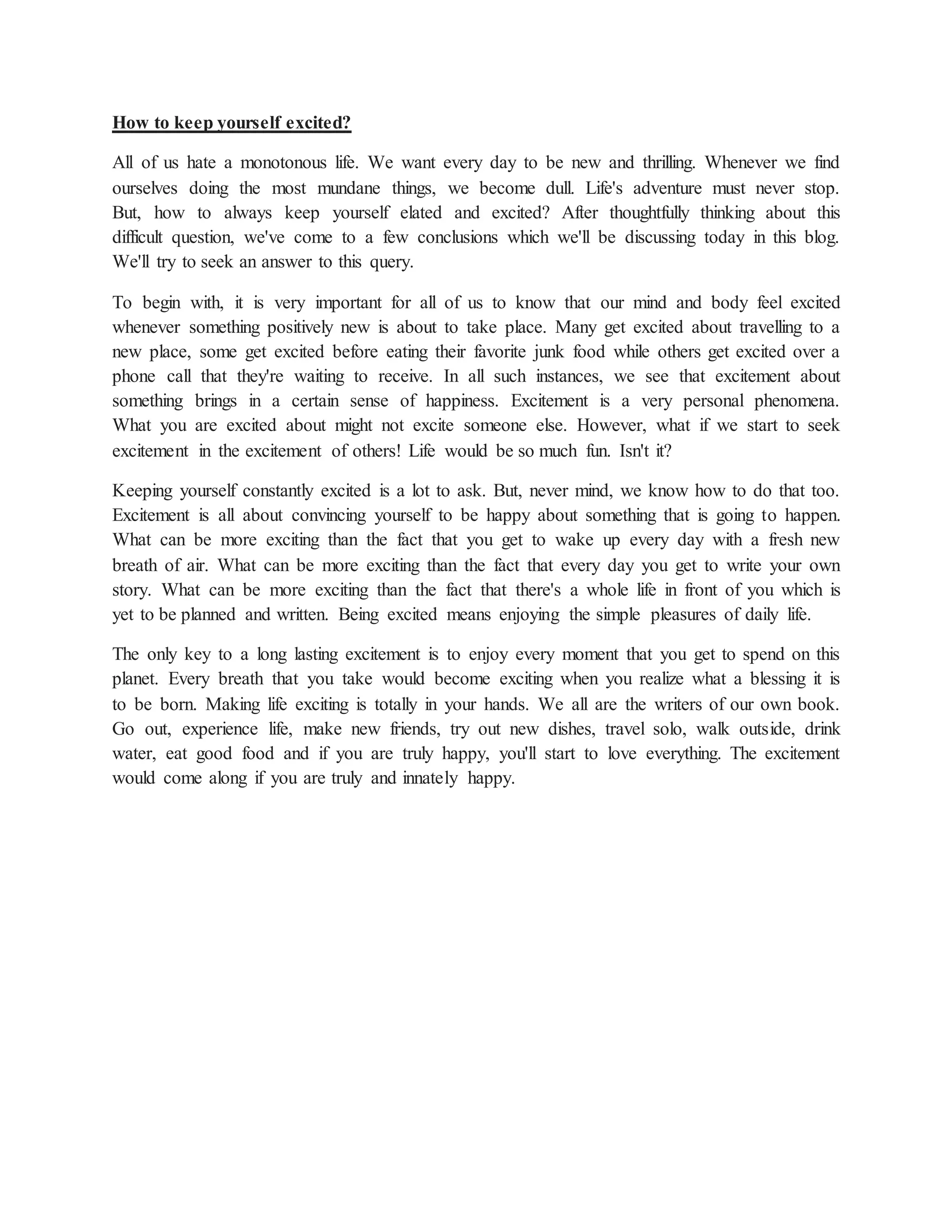 How to keep yourself excited | PDF