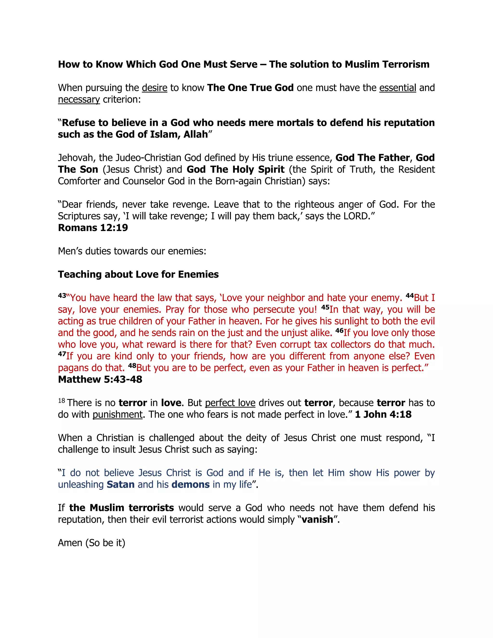 How to know which god one must serve - A Christian Apolgist Essay | PDF