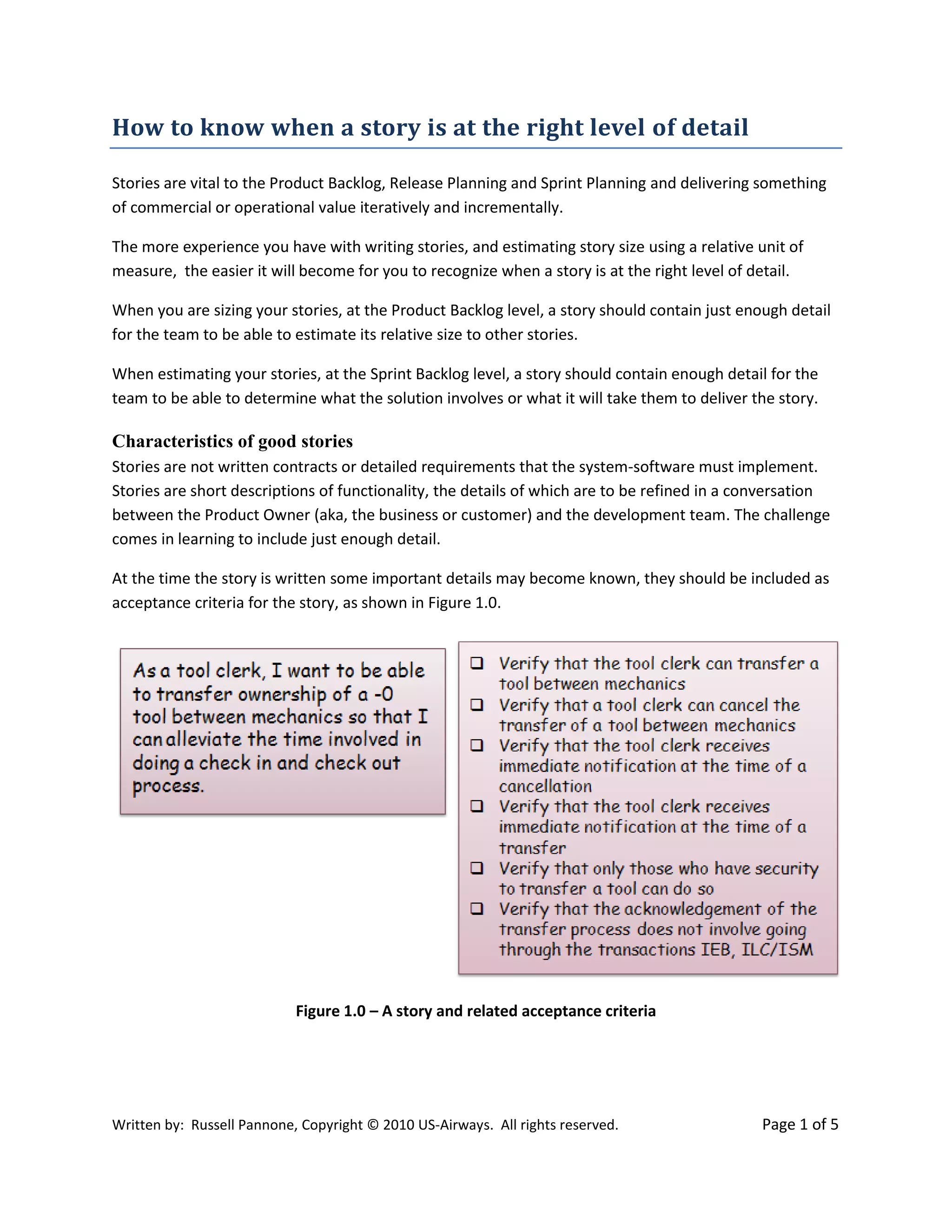 How To Know Your Stories Are At The Right Level Of Detail | PDF