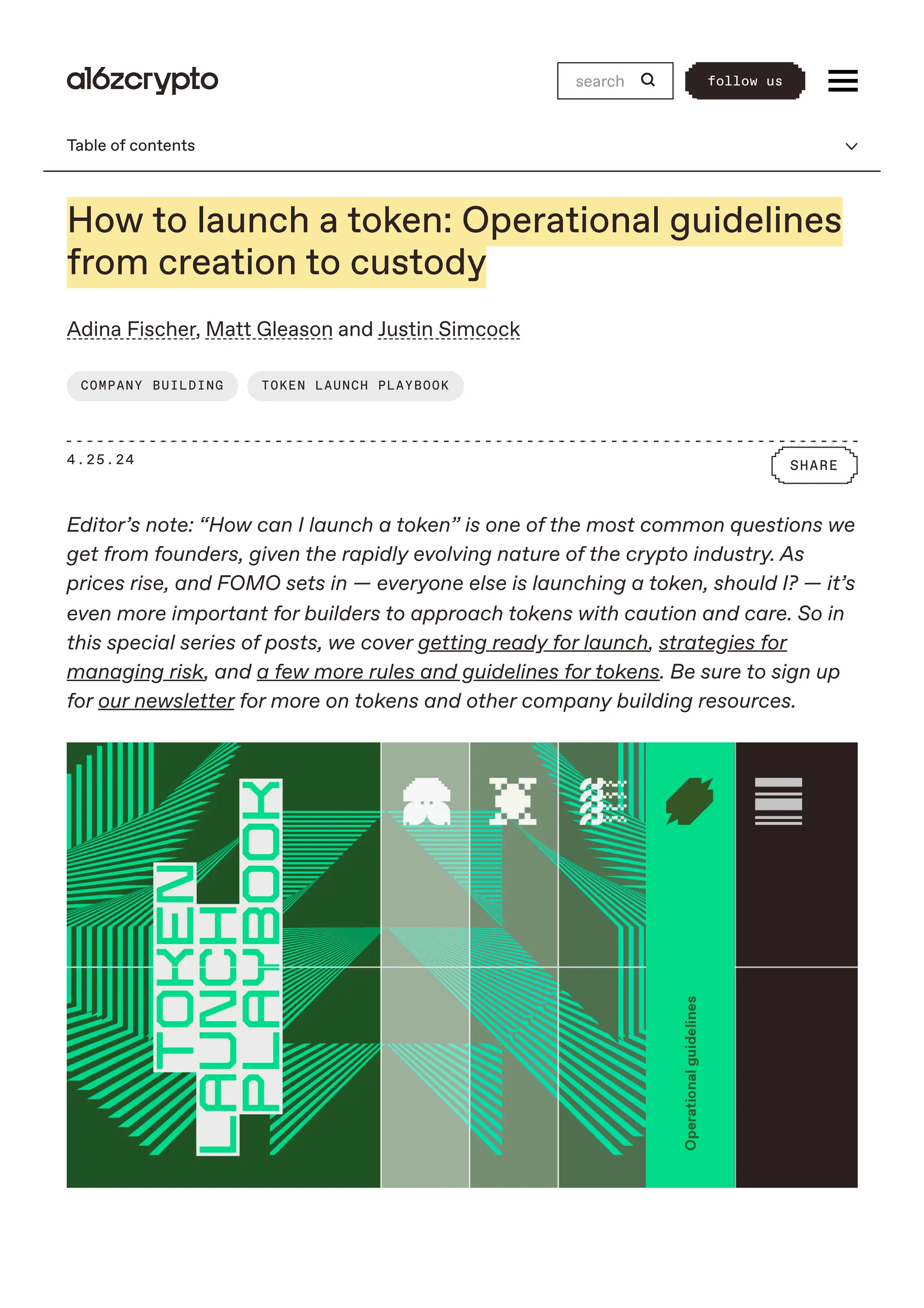 How to launch a token_ Operational guidelines from creation to custody ...