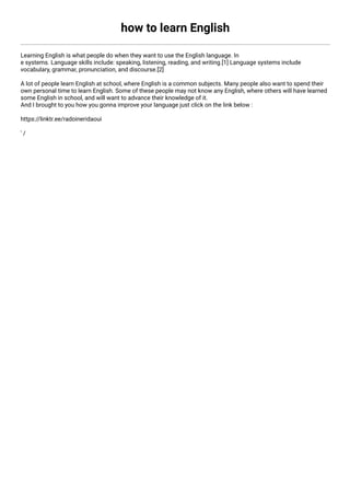how_to_learn_English | PDF | Education