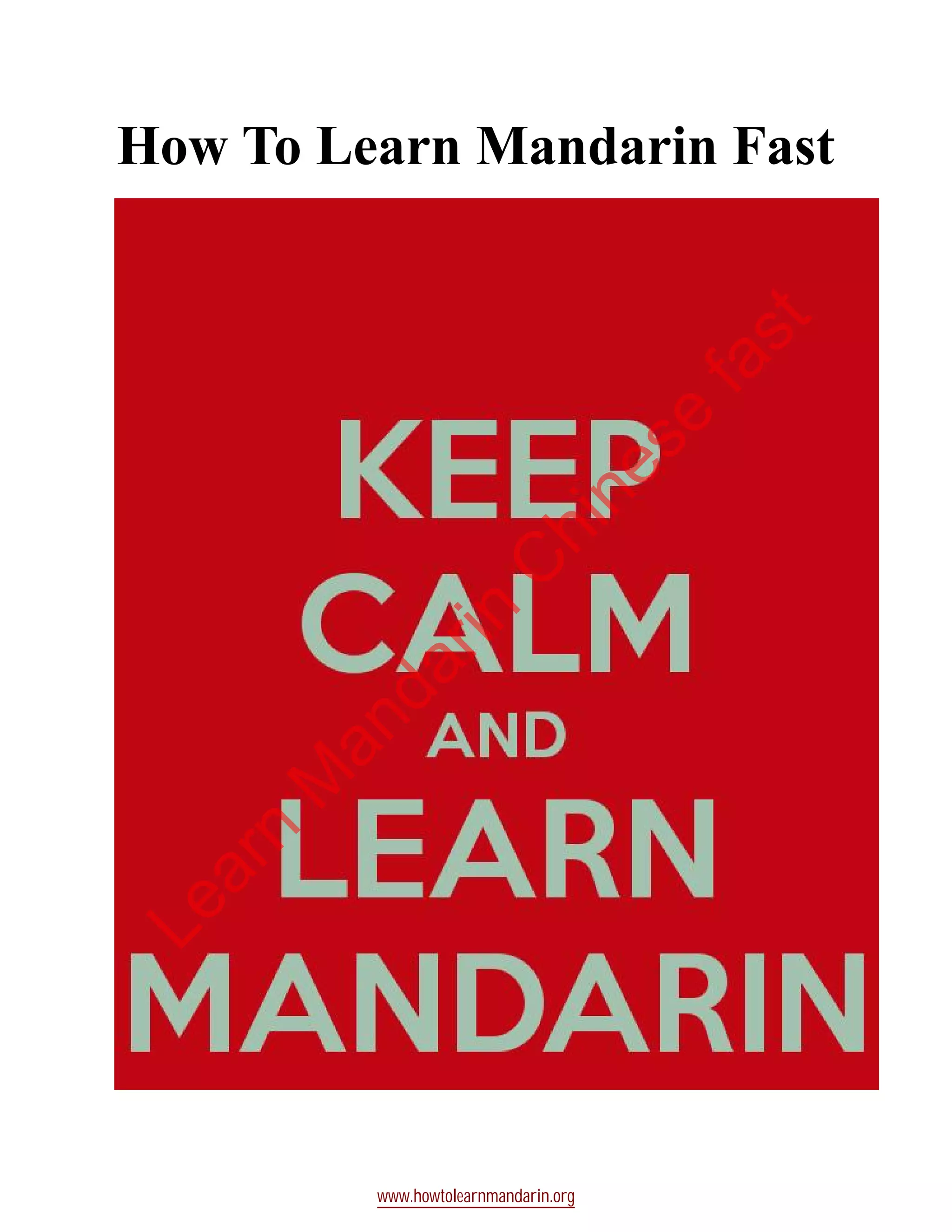 How to learn mandarin fast | PDF