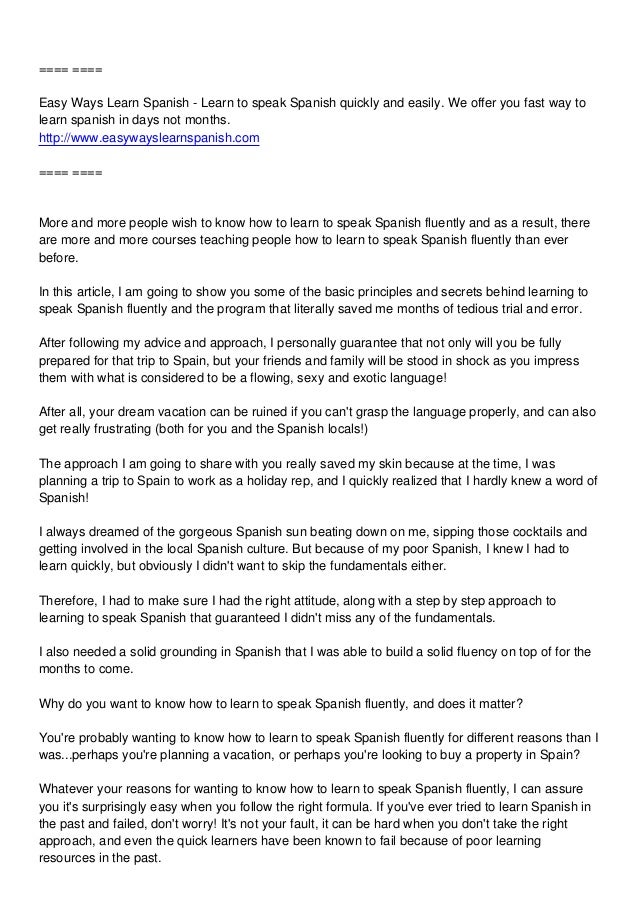 How To Learn To Speak Spanish Fluently How To Learn To Speak Spanish Fluently