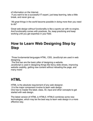 How to Learn Web Designing Step by Step From Basics in 2018 | PDF
