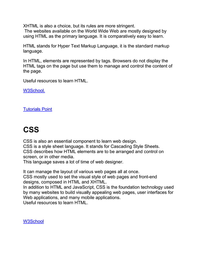 How to Learn Web Designing Step by Step From Basics in 2018 | PDF