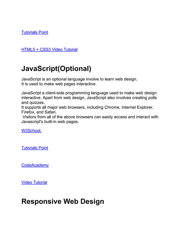 How to Learn Web Designing Step by Step From Basics in 2018 | PDF
