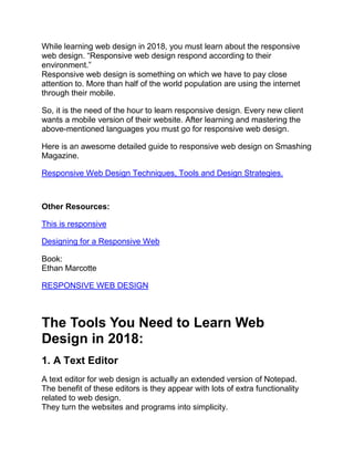 How to Learn Web Designing Step by Step From Basics in 2018 | PDF