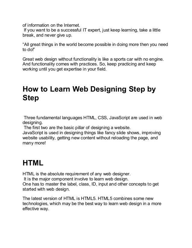 How To Learn Web Designing Step By Step From Basics In 2018