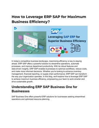 Optimizing Your Business with SAP ERP’s Powerful Tools | PDF