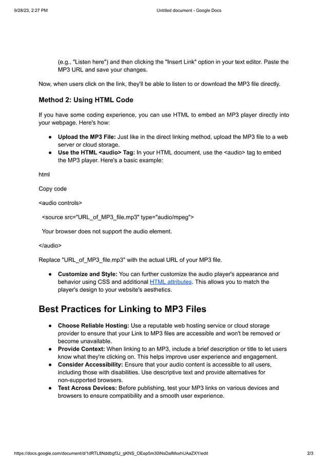How to Link to MP3 Files-A Comprehensive Guide | PDF