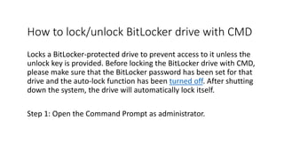 How to Lock/Unlock BitLocker Drive without Restarting Windows 10 | PPT