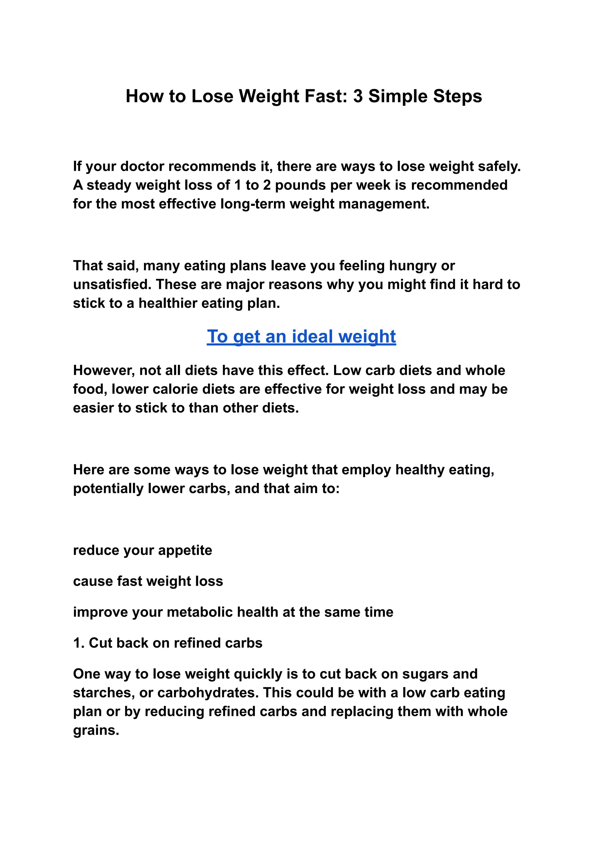 How to lose weight fast 3 simple steps | PDF
