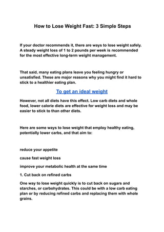 How to lose weight fast 3 simple steps | PDF