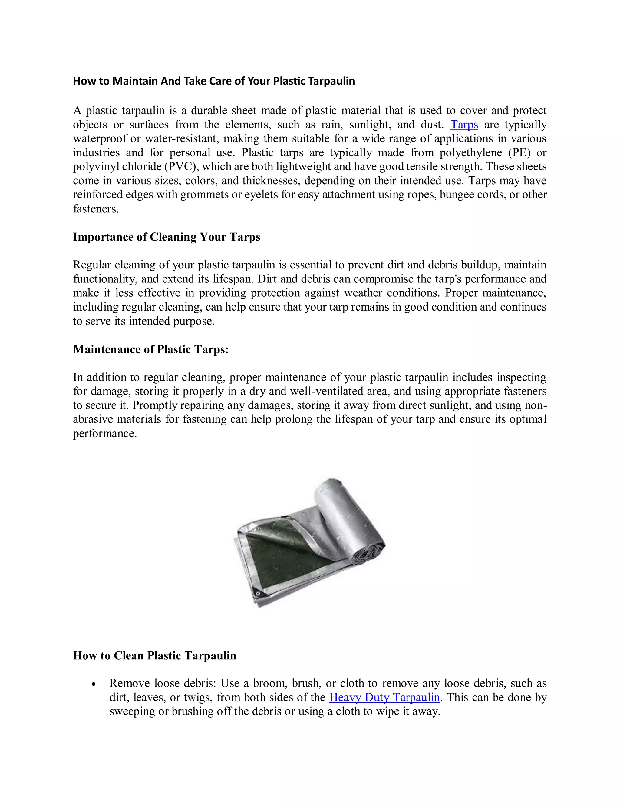 How to Maintain And Take Care of Your Plastic Tarpaulin.pdf